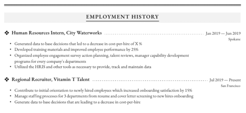 Human Resources HR Generalist Resume Examples To Inspire You HR 